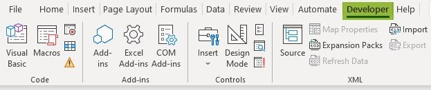 Developer Tab in Excel - What Is It? VBA Macro Example, Template